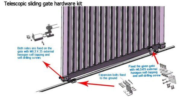 4m Telescopic Sliding Gate Hardware Complete Kit » Mr. Tech