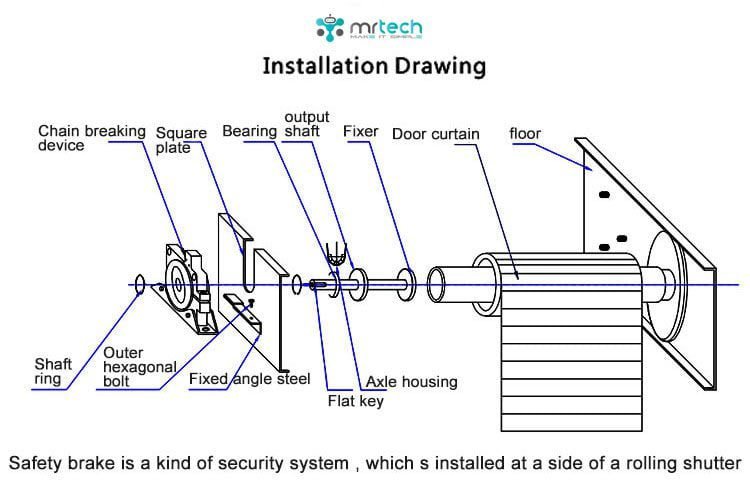 Safety Brake For Roller Shutter Door Single Way Operator