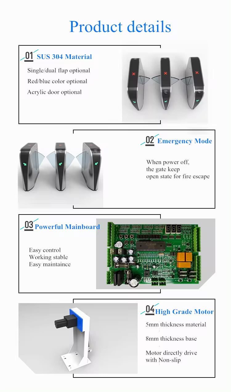High Speed Entrance Automation Security Flap Barrier Access Control System