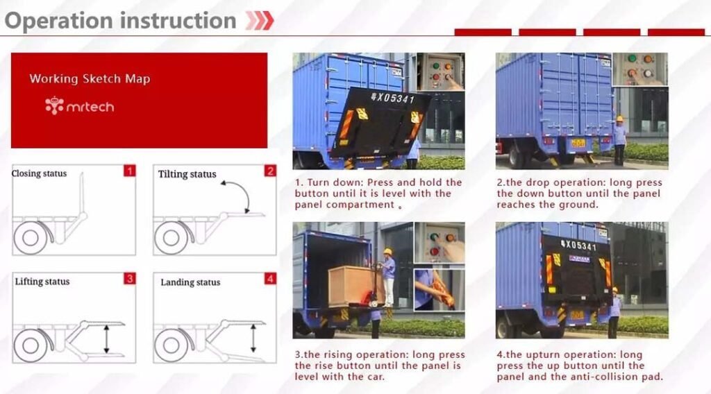 1500kg Steel Aluminum Hydraulic Cylinder Tail Lift For Cargo Truck Dump