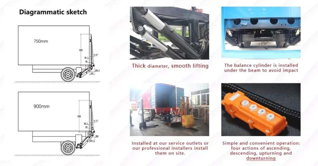 750kgs DC 24V Remote Control Tail Lift Hydraulic Cylinder Steel Or Aluminum