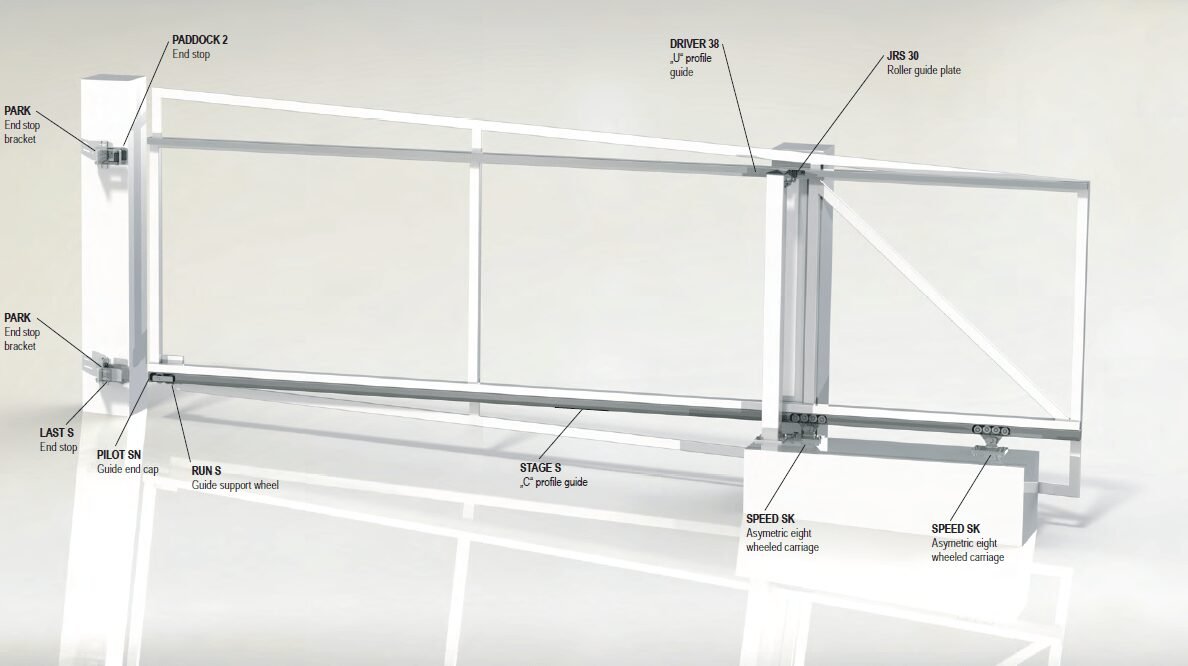 Cross Track Cantilever Sliding Gate Hardware For Inclined Driveways