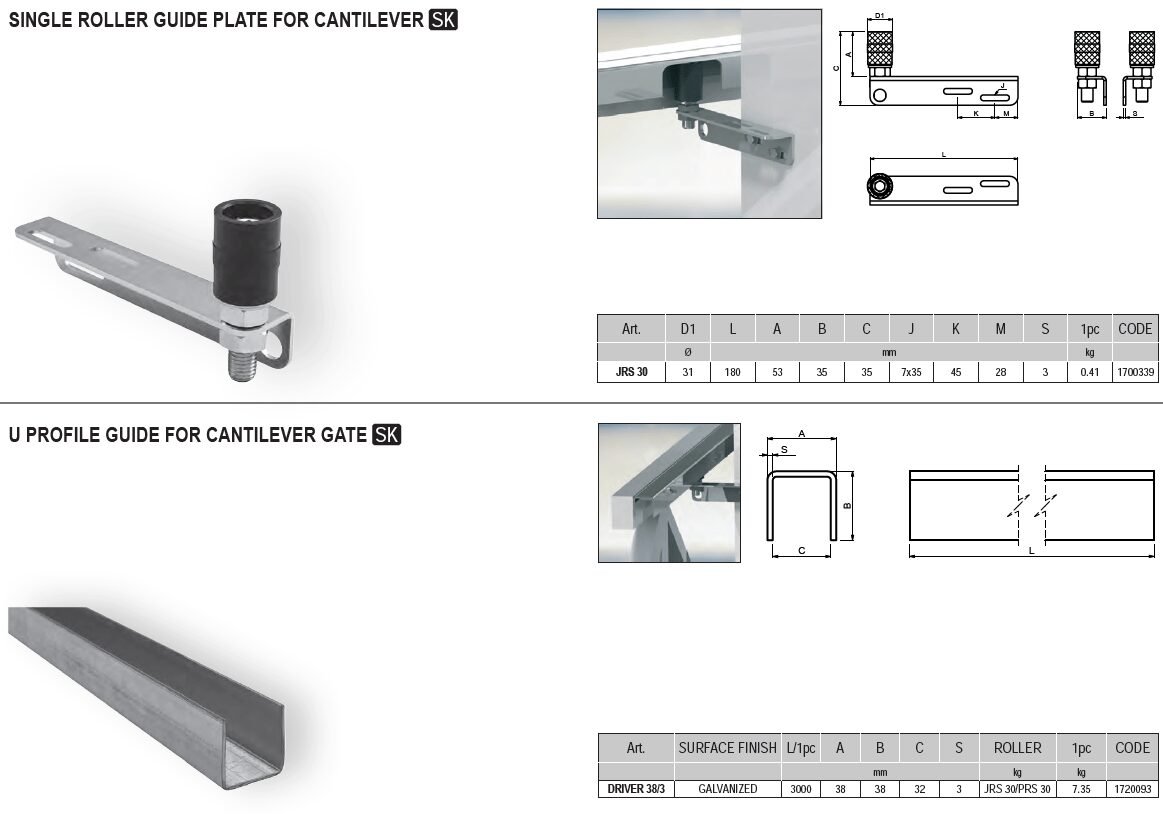 Cross Track Cantilever Sliding Gate Hardware For Inclined Driveways