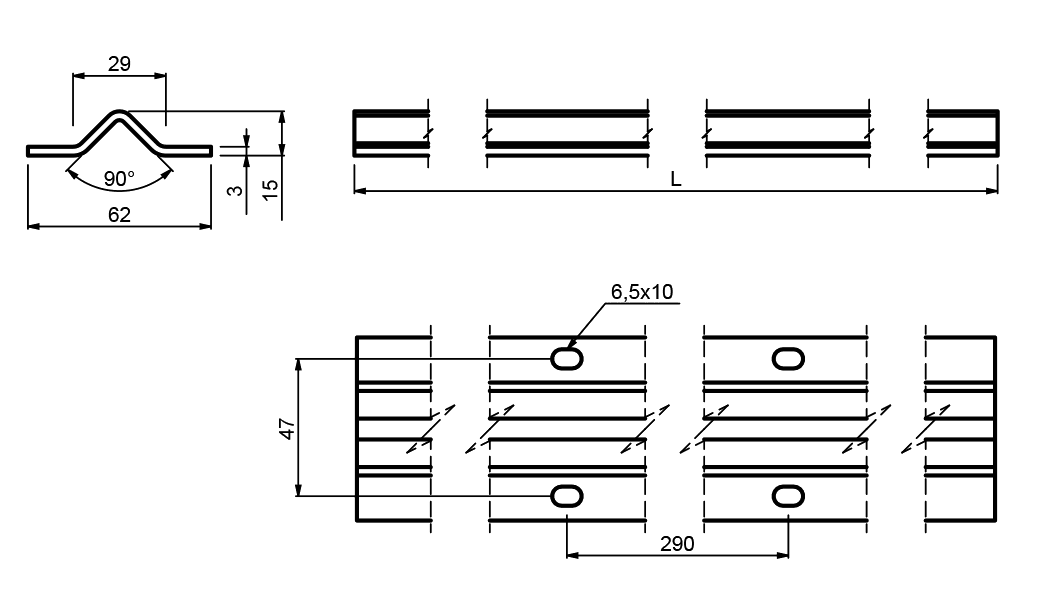 V“ Profile Guide, Fixed, For Sliding Gates And Doors Track Best Price