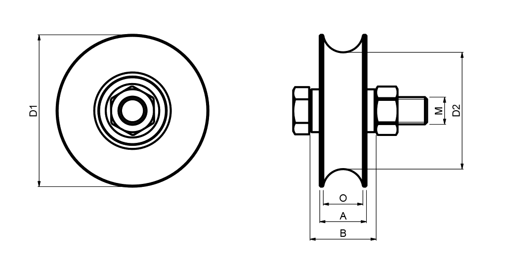 Heavy Duty Sliding Gates Double Bearing O Grooved Wheel