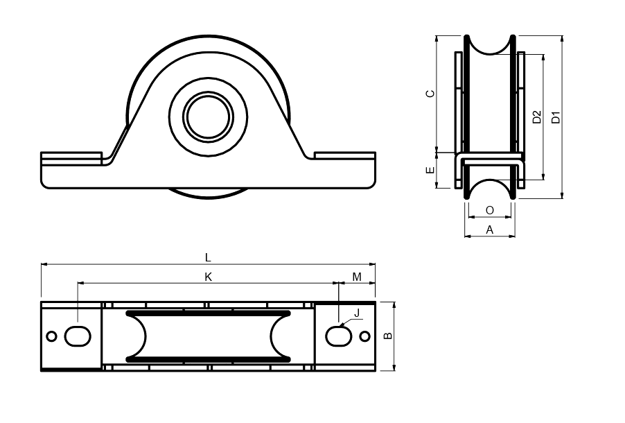 Double Bearing Sliding Gate O Grooved Wheel Internal Support