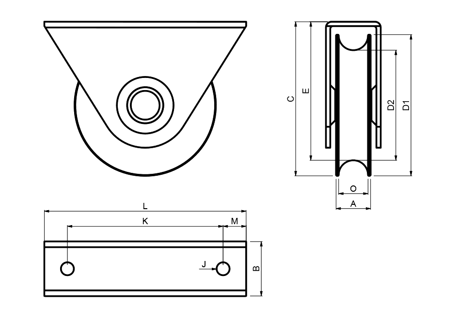 Sliding Gate O Grooved Track Roller Wheel Double Bearing, External Support