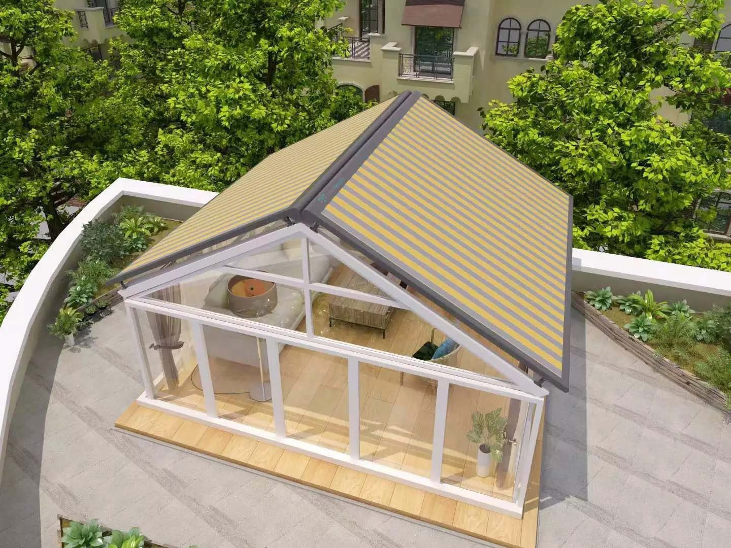 Outdoor Skylight Fabric Roof Blinds Shades