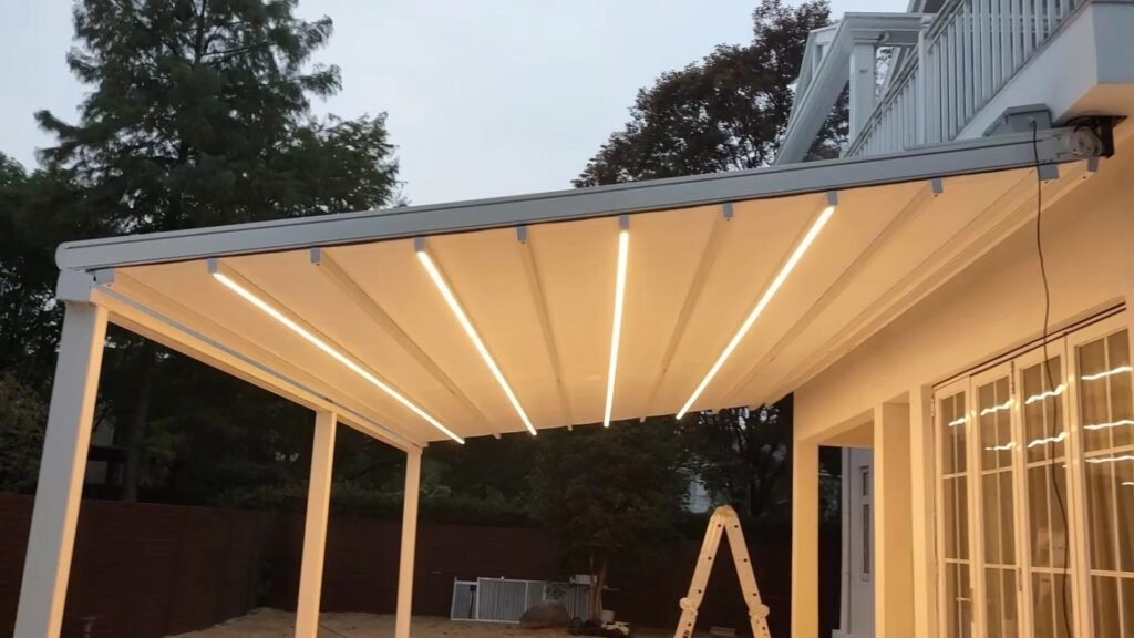 Fabric Folding Retractable Awning Roof Pergola » Mr. Tech