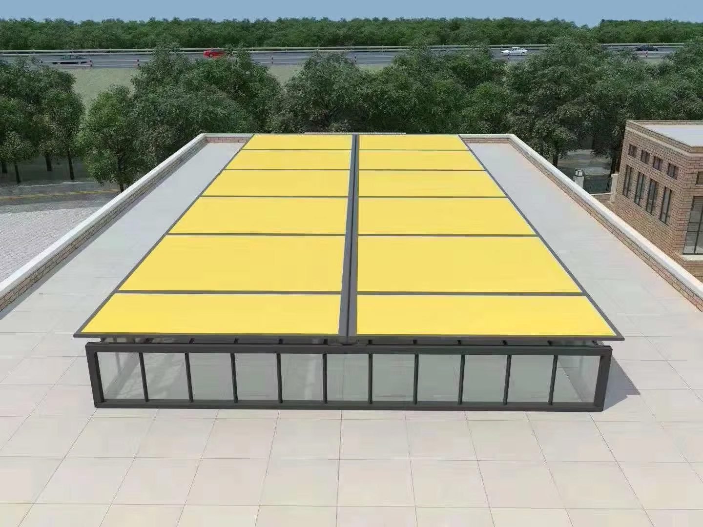 Motorized Opening PVC Polyester Retractable Roof For Villa