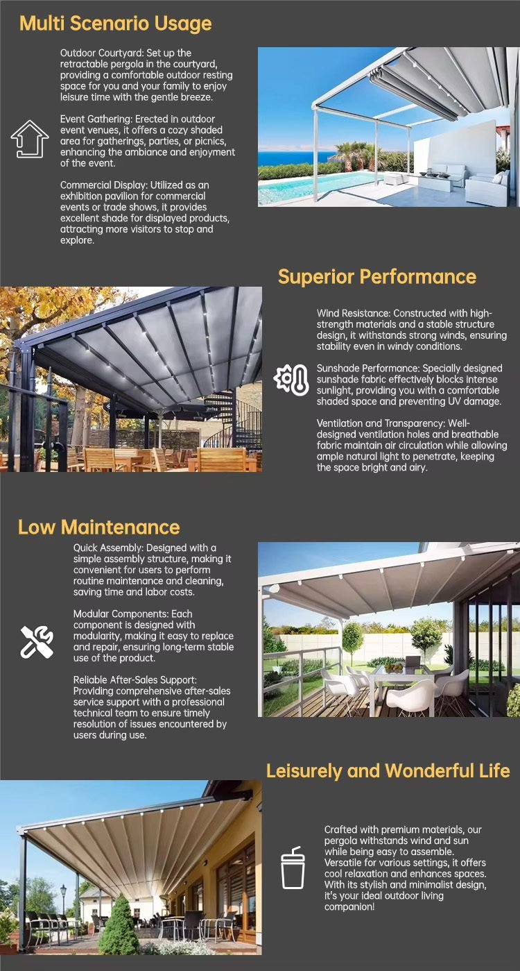Best Outdoor Balcony Rainproof Sunroom Retractable Roof