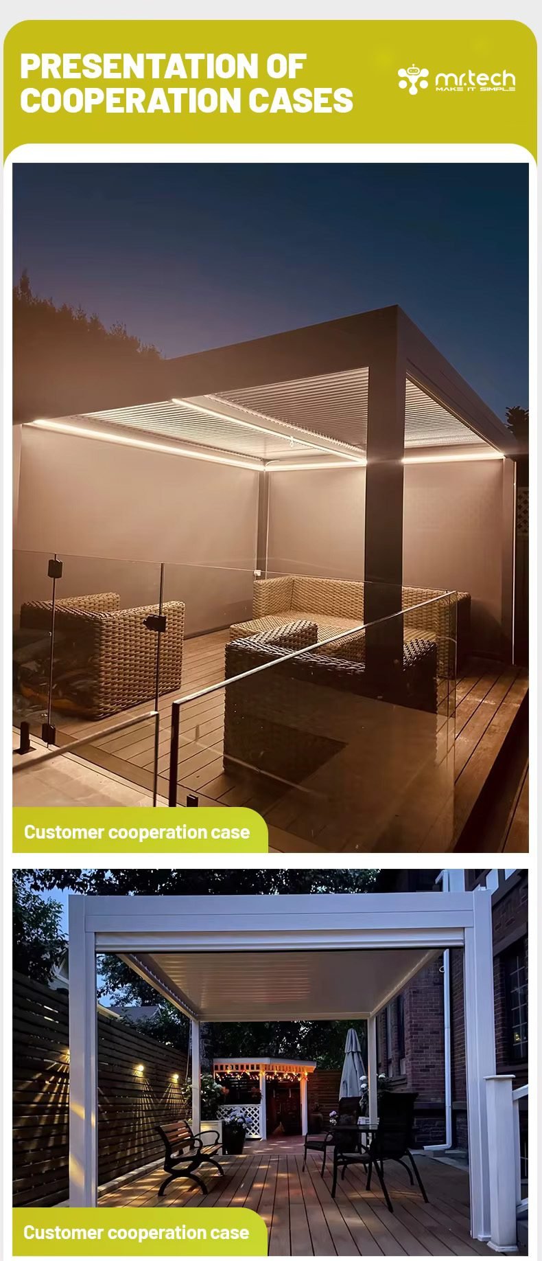 Remote Controlled With LED Lighting Louvered Pergola In Near